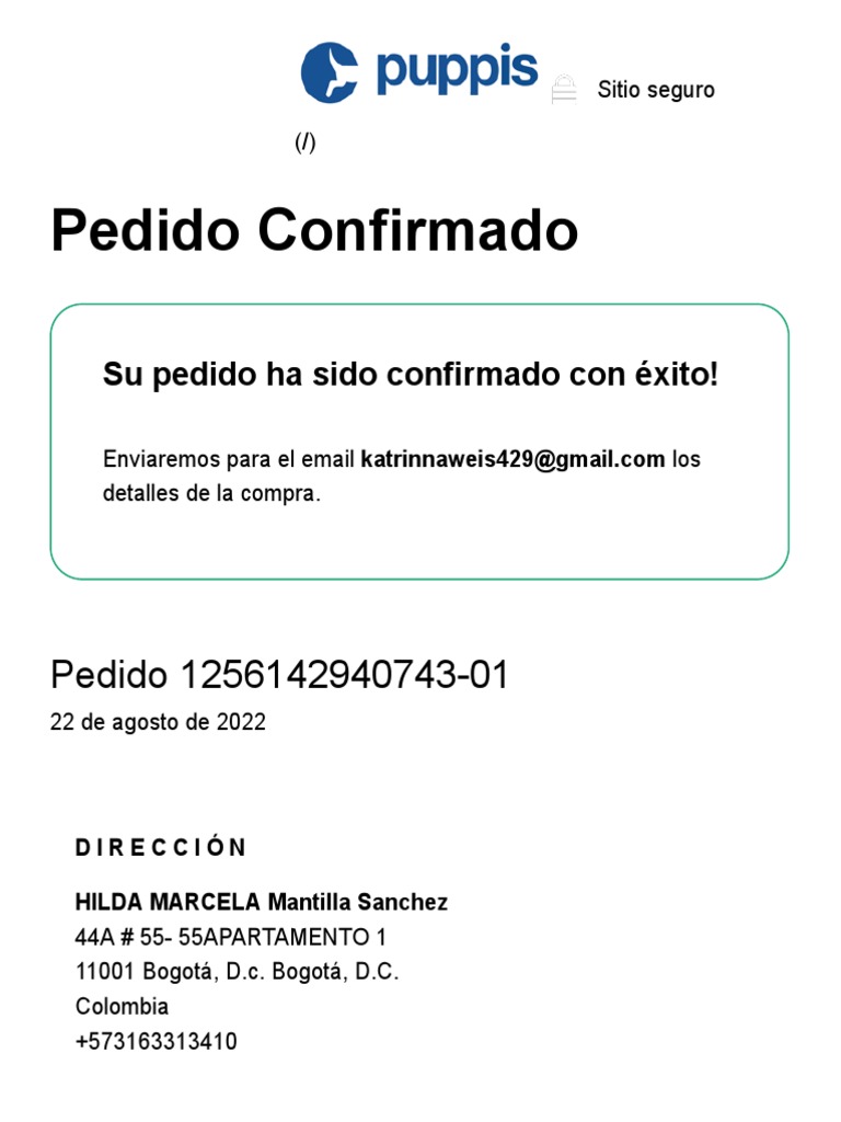 Pedido Confirmado Ha PDF | PDF