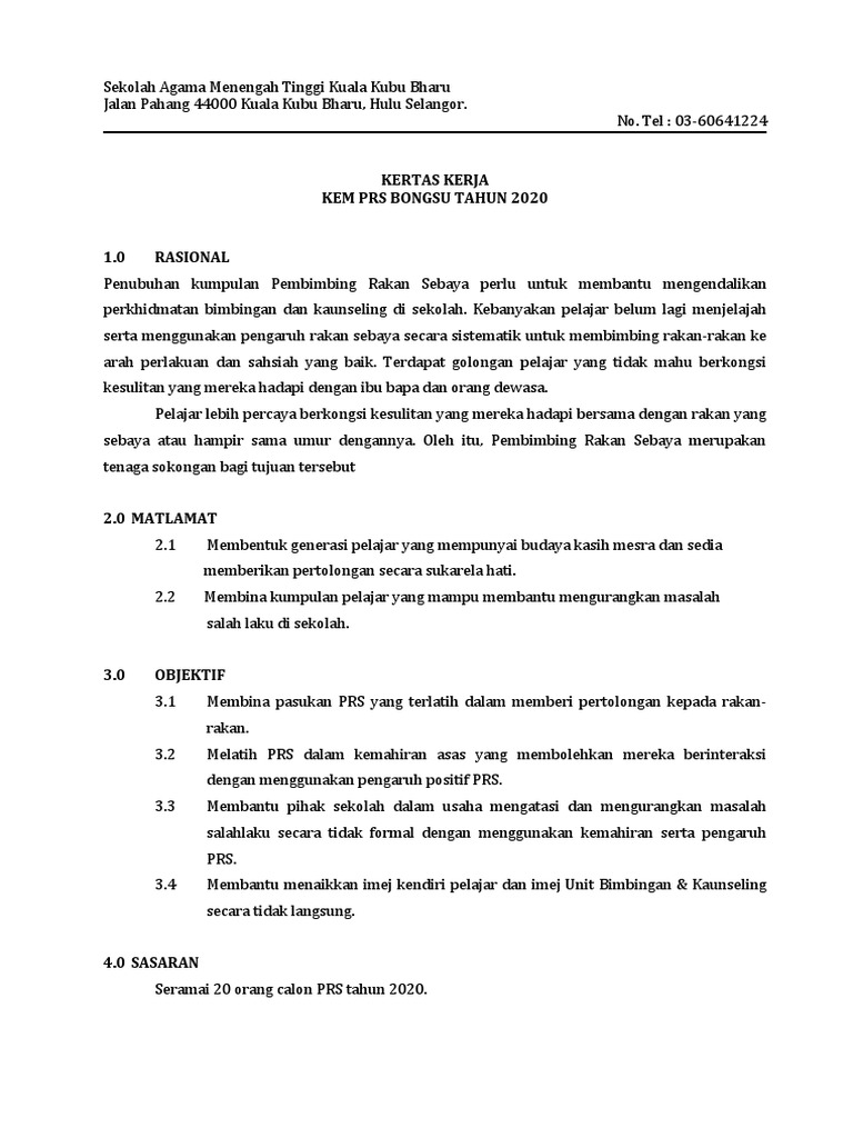 Kursus PRS Bongsu 2020 | PDF