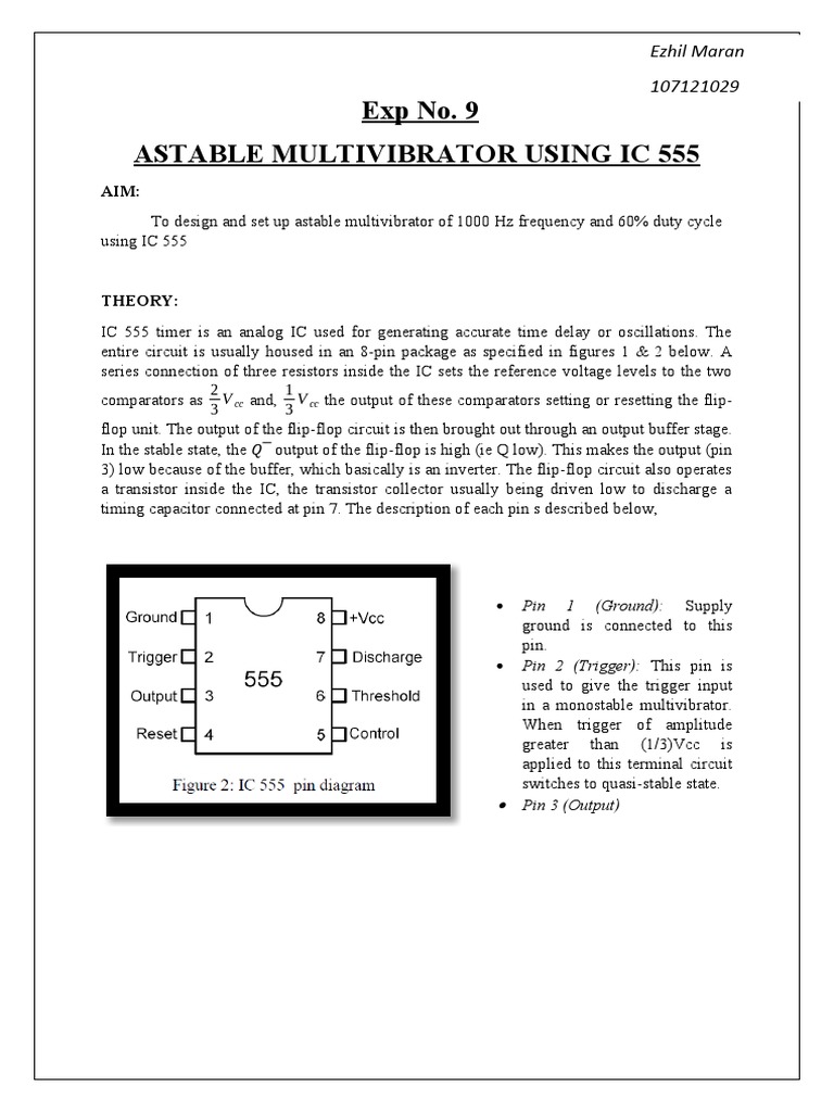 IC 555 Astable Multivibrator Guide | PDF | Science & Mathematics