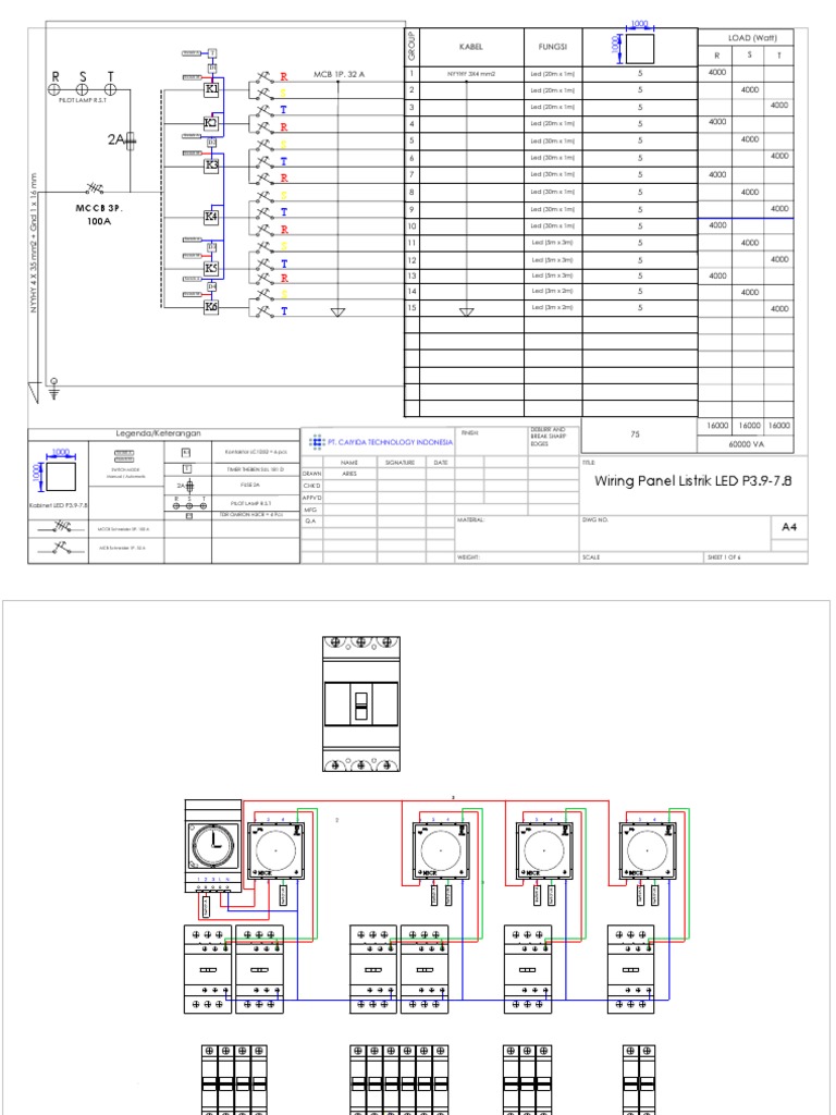 Wiring Listrik Led P3.9-7.8 Dan Spesifikasi Panel Listrik - Rev1 PDF | PDF