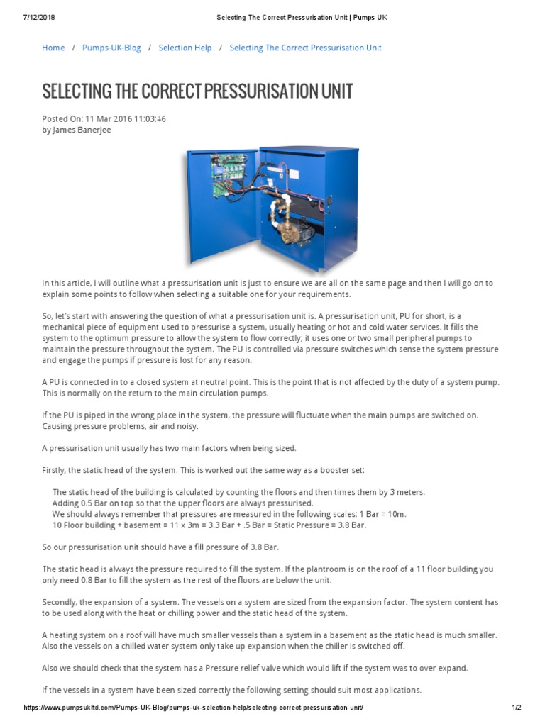 Selecting The Correct Pressurisation Unit - Pumps UK PDF | PDF | Pump ...