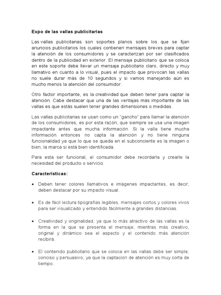 Expo de Las Vallas Publicitarias | PDF