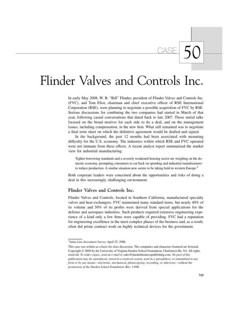 Case 50 - Flinder - Valves - and - Controls - Inc Case - Studies - in - Finance - Managing - For ...