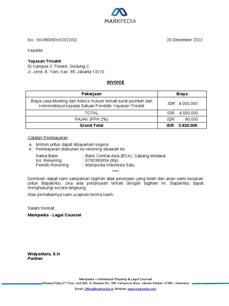 Invoice untuk Yayasan Trisakti | PDF | Pengelolaan Keuangan & Uang