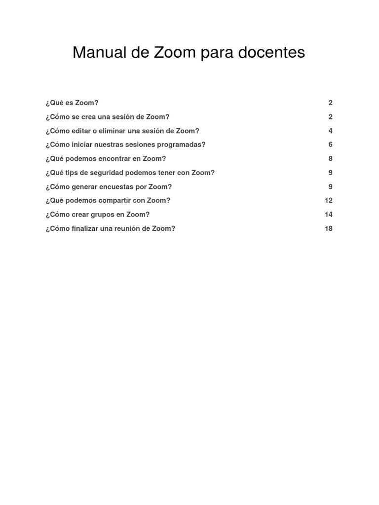Guía práctica para docentes sobre el uso de la plataforma Zoom | PDF ...