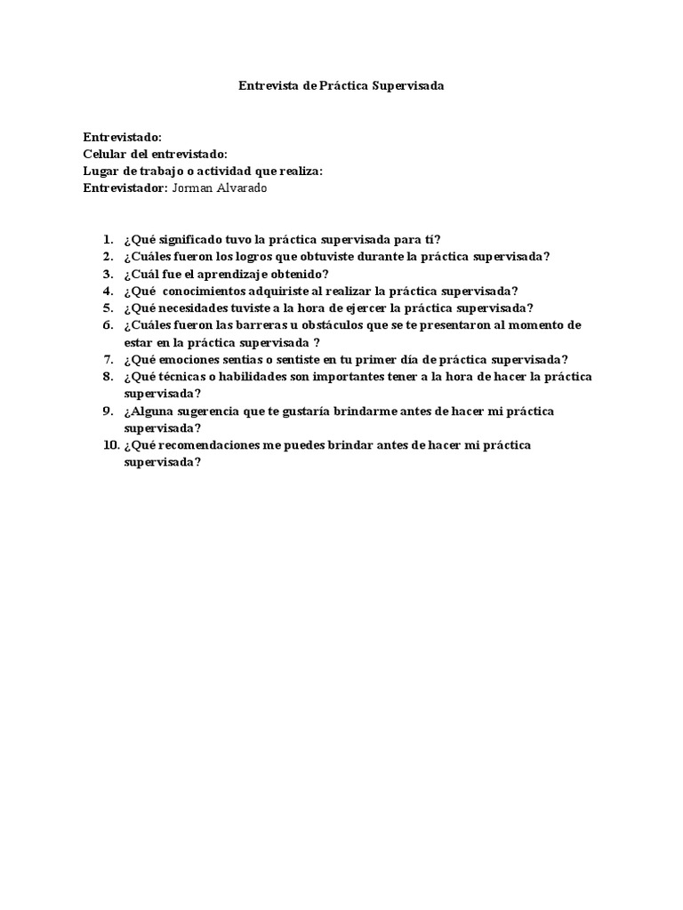 Entrevista sobre Práctica Supervisada | PDF