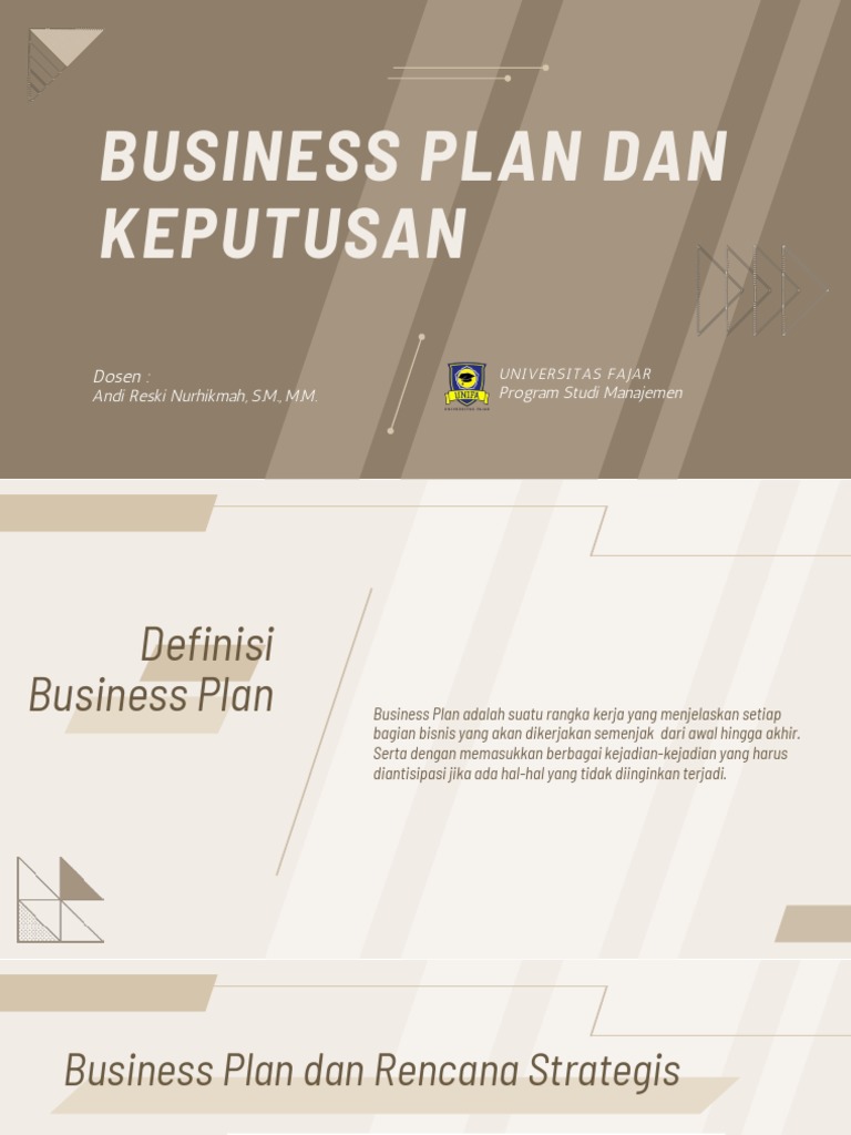 BAB 2 Business Plan Dan Keputusan PDF | PDF