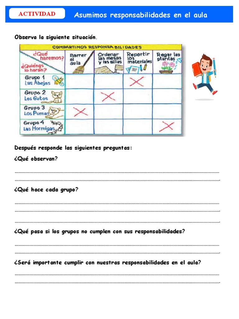 FICHA - Asumimos Responsabilidades en El Aula | PDF