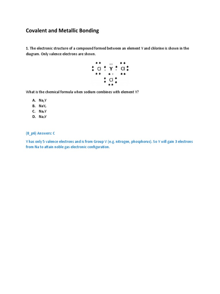 Chapter 7. Covalent and Metallic Bonding | PDF | Chemical Compounds ...