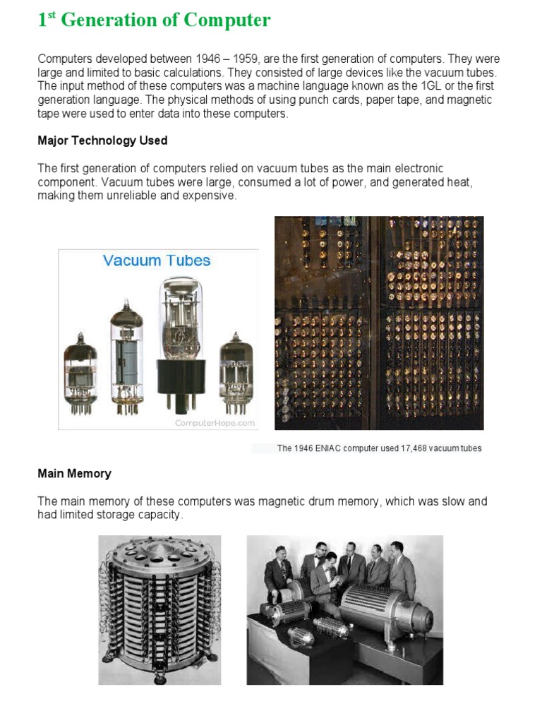 ICT Assigment-Generation of Computer | PDF | Computer Data Storage ...
