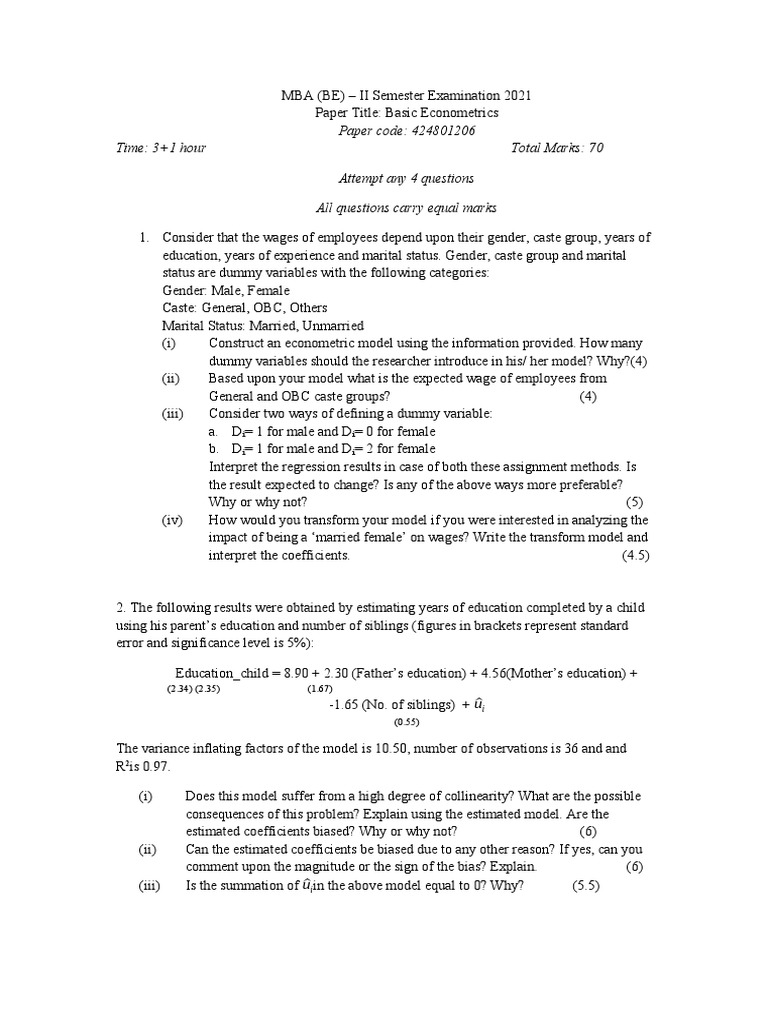 Basic Econometrics 2021 | Download Free PDF | Statistical Analysis | Teaching Mathematics
