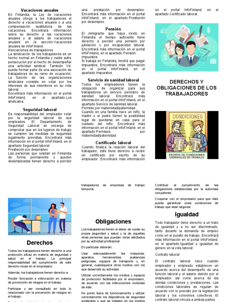 Triptico Derechos y Obligaciones de Los Trabajadores | PDF Triptico Derechos y Obligaciones de Los Trabajadores | PDF