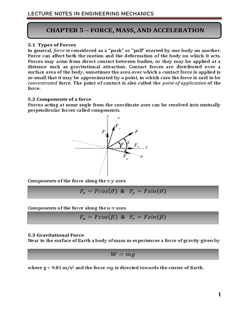 Chapter 5 Force Mass Acceleration PDF | PDF