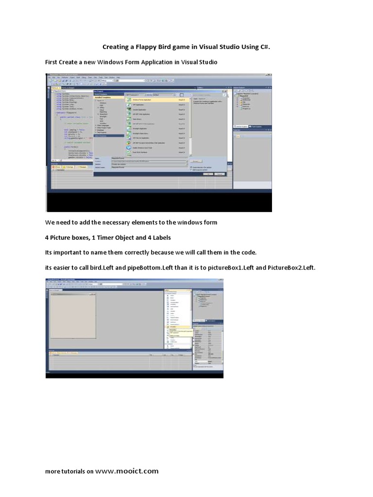 Creating A Flappy Bird Game in Visual Studio Using C | PDF
