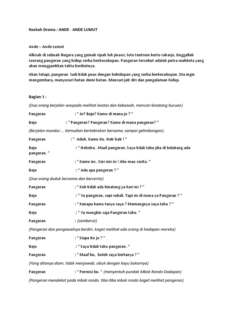 Naskah Drama Ande Ande Lumut | PDF