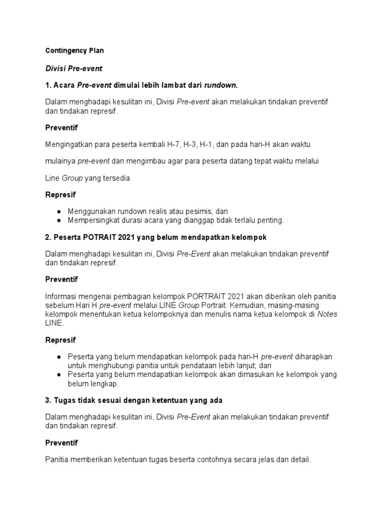 Contingency Plan | PDF