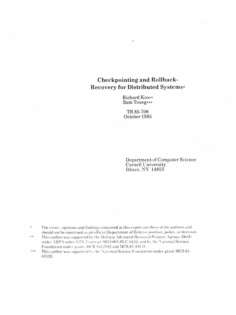 Checkpointing and Rollback Recovery For Distributed Systems 5cvcuy5txm ...