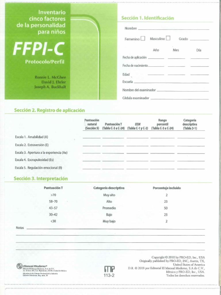 Protocolo Perfil Ffpi-C PDF | PDF