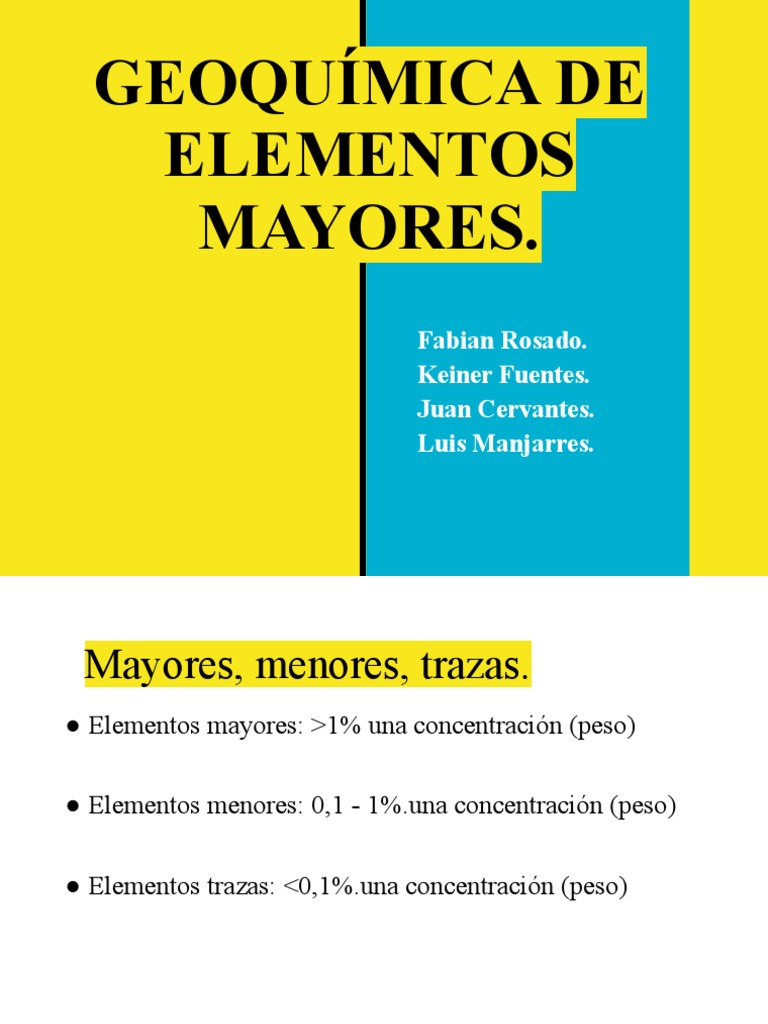 Elementos_mayores (1).pptx | PDF | Geoquímica | Roca (geología)