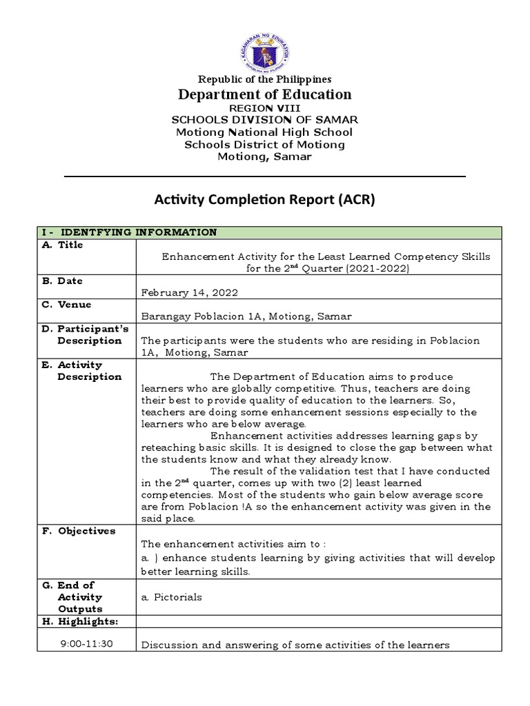 ACR On LAC Least Learned Skills Intervention | PDF