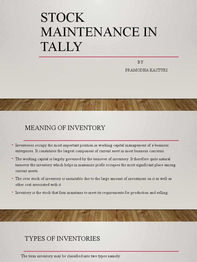 Stock Maintenance in Tally | PDF