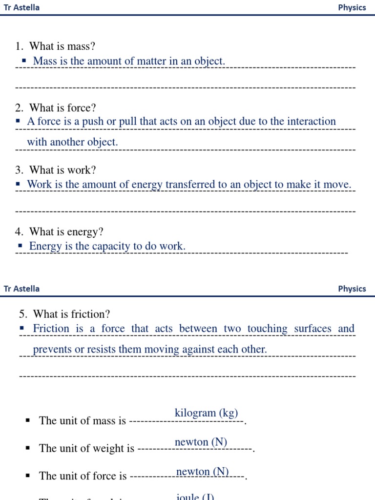 Year - 7 - All Units PDF | Download Free PDF | Force | Friction