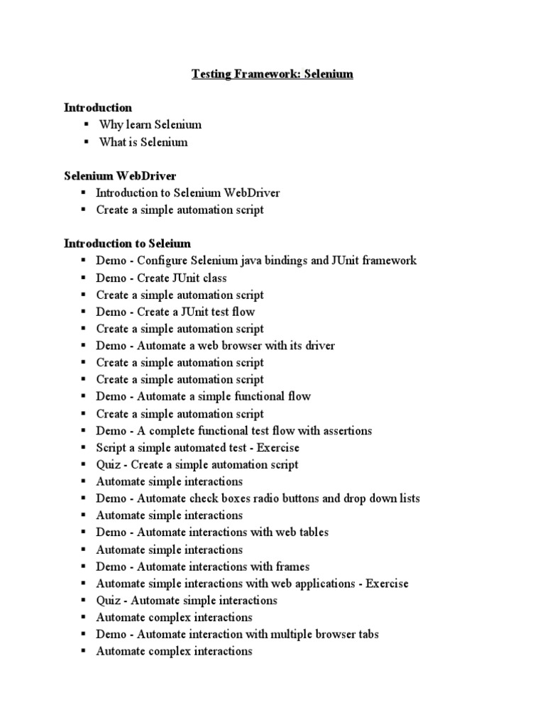 Testing Framework Using Selenium | PDF | Selenium (Software) | System ... Testing Framework Using Selenium | PDF | Selenium (Software) | System ...