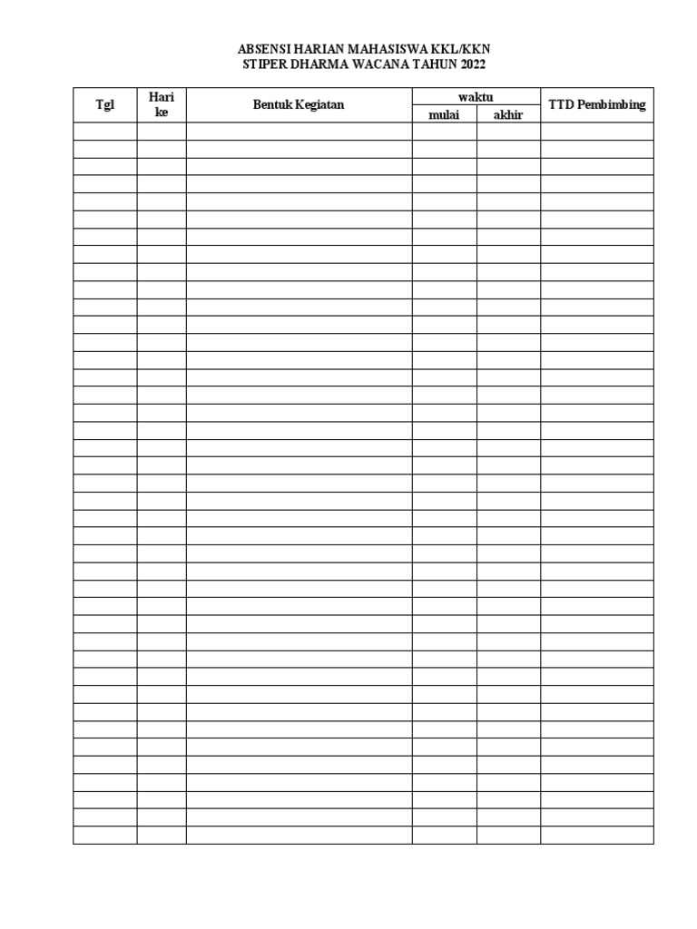 Absensi Harian Mahasiswa KKL | PDF | Bisnis