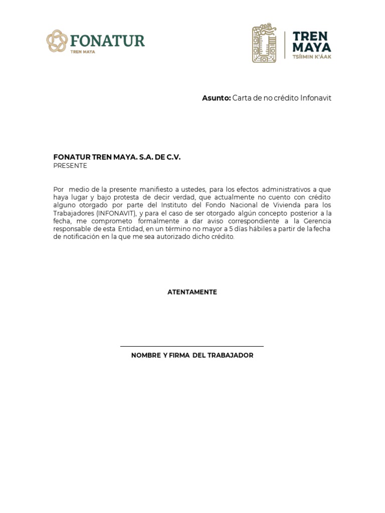 Carta No Credito de Infonavit | PDF