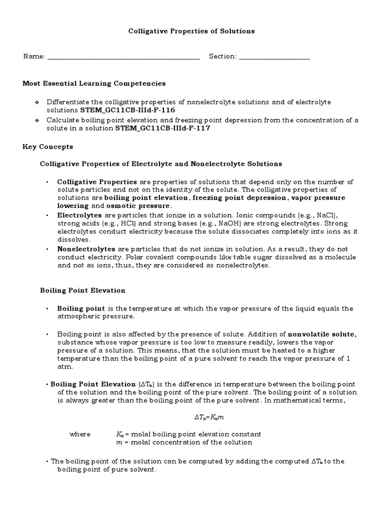 Colligative-Properties | PDF