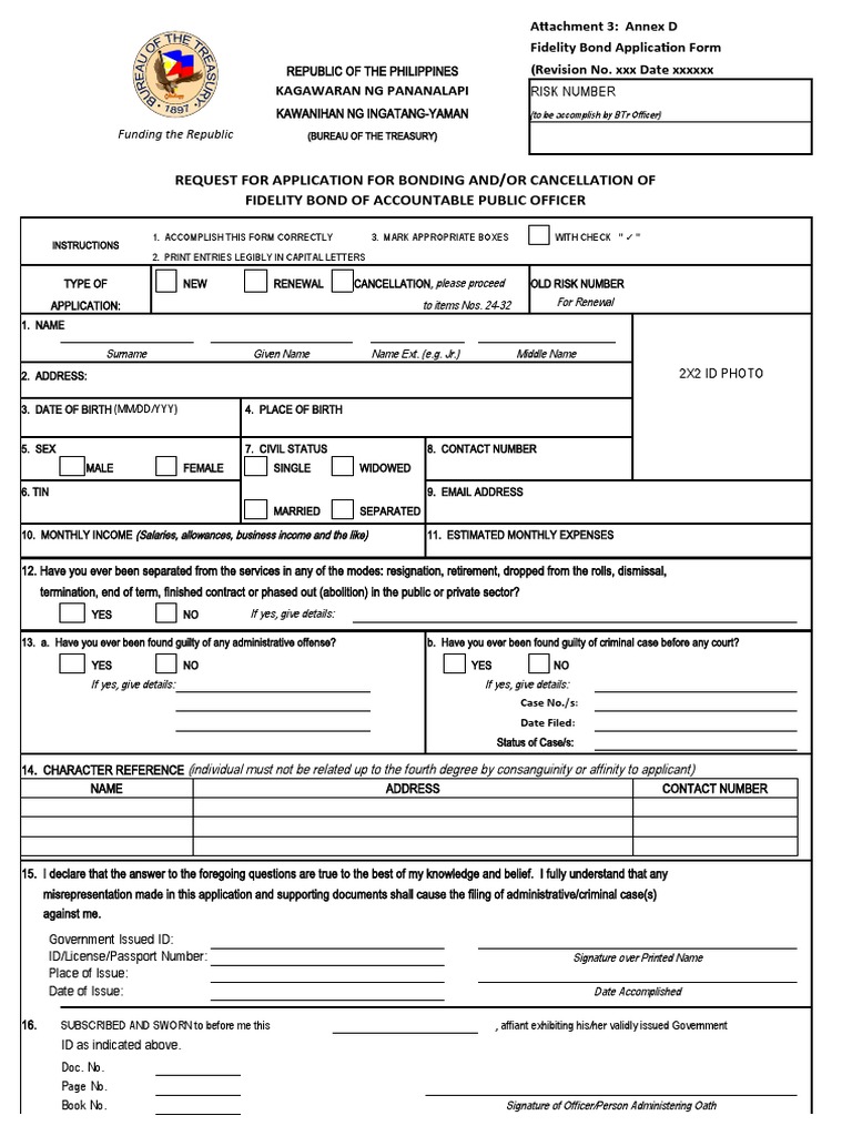 New Fidelity Bond Application Form | PDF