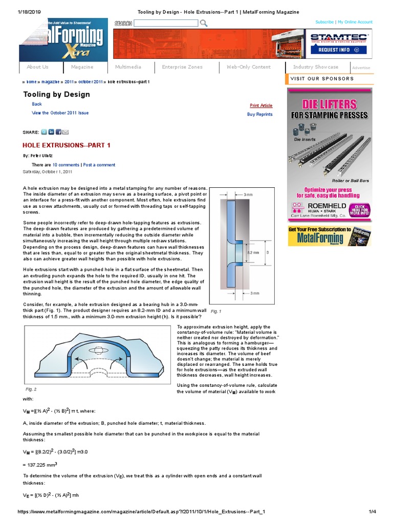 Holes Extrusion PDF | PDF | Extrusion | Sheet Metal