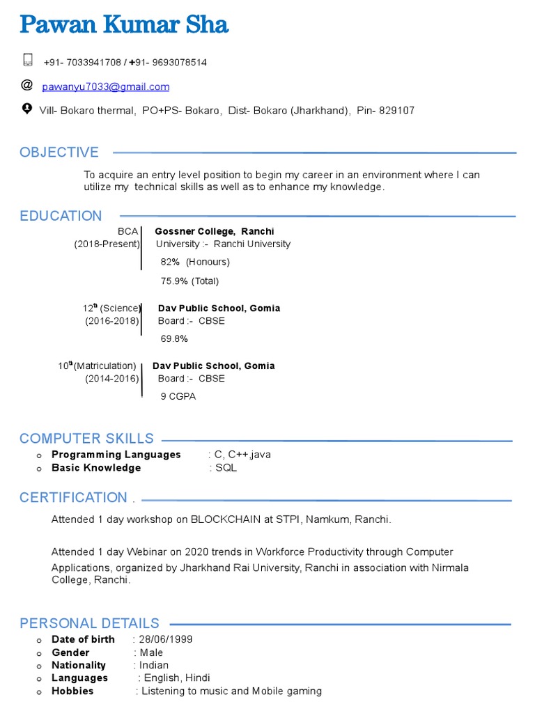 Pawan Resume PDF | PDF