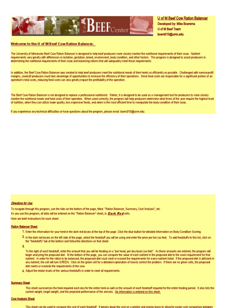 UM Beef Cow Ration Balancer | PDF UM Beef Cow Ration Balancer | PDF