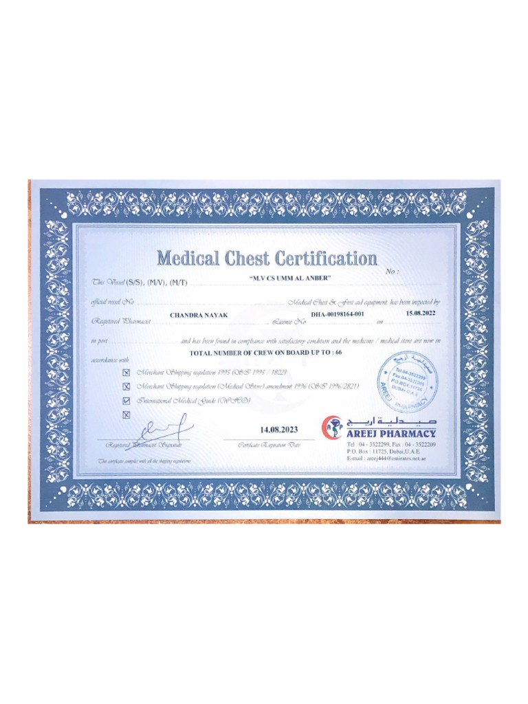 Medical Chest Certification | PDF
