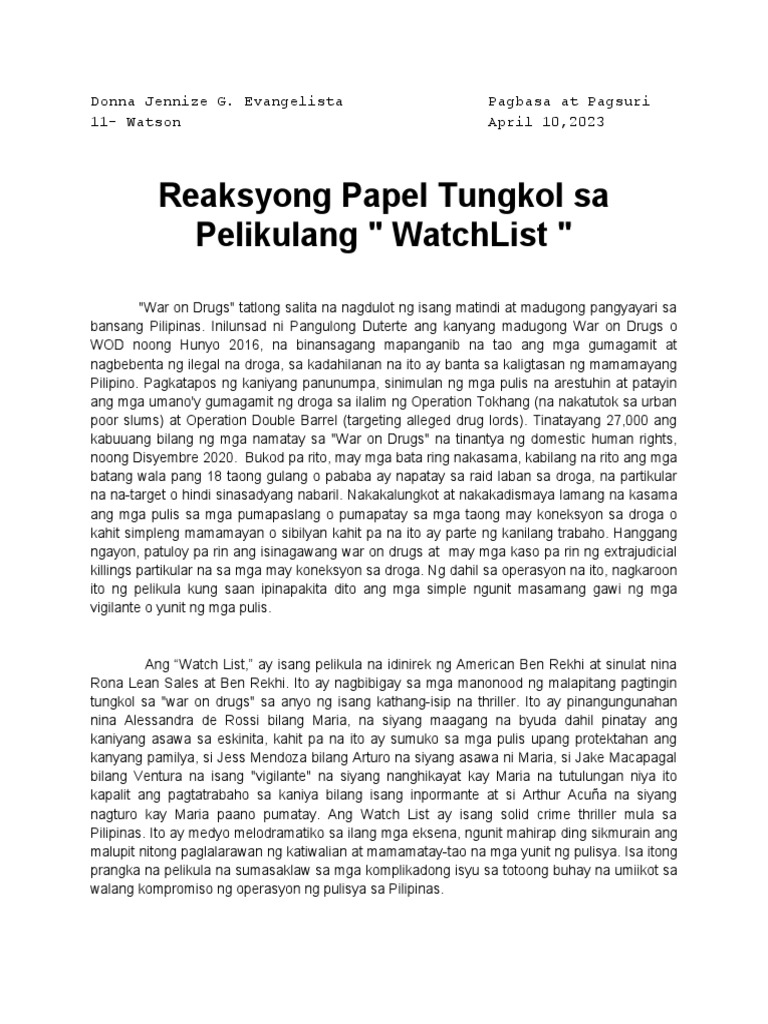 Reaksyong Papel-3 | PDF
