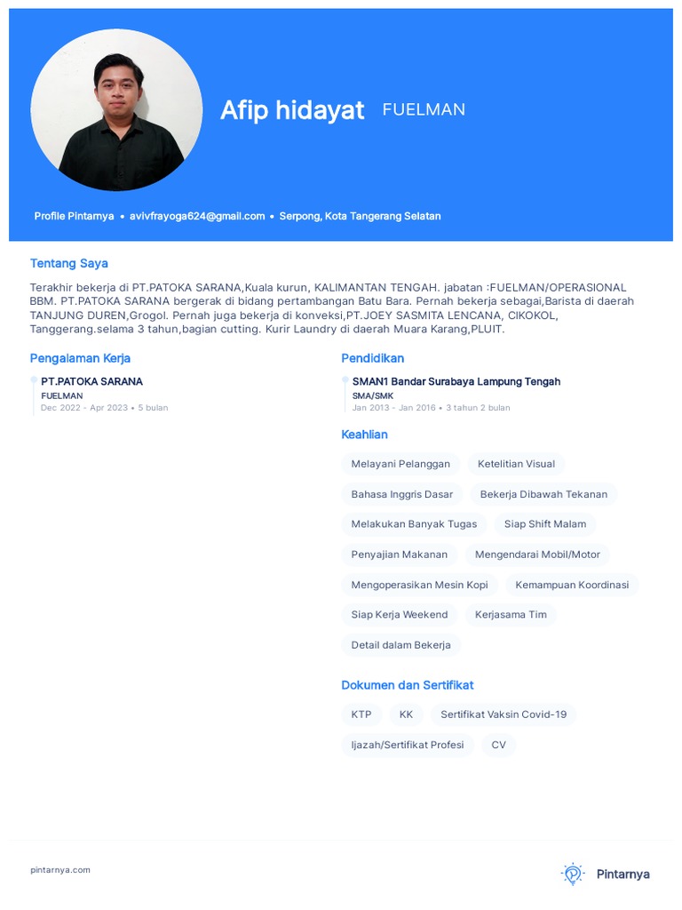 Afip Hidayat CV Pintar PDF | PDF