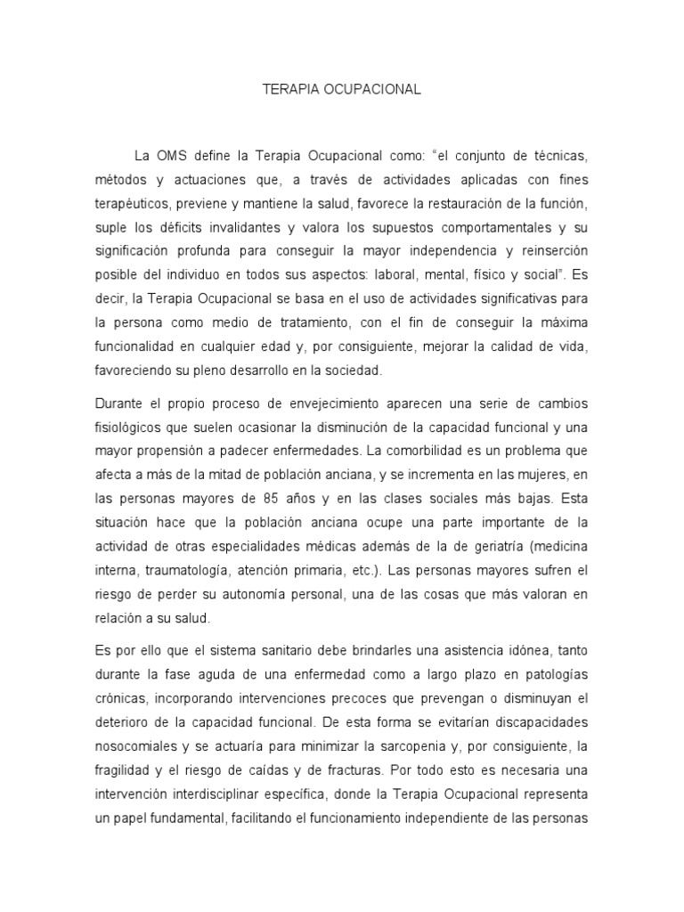 Terapia Ocupacional | PDF