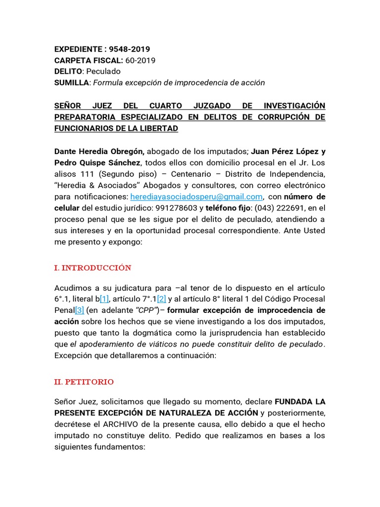 Modelo de Escrito - Delito de Peculado | PDF