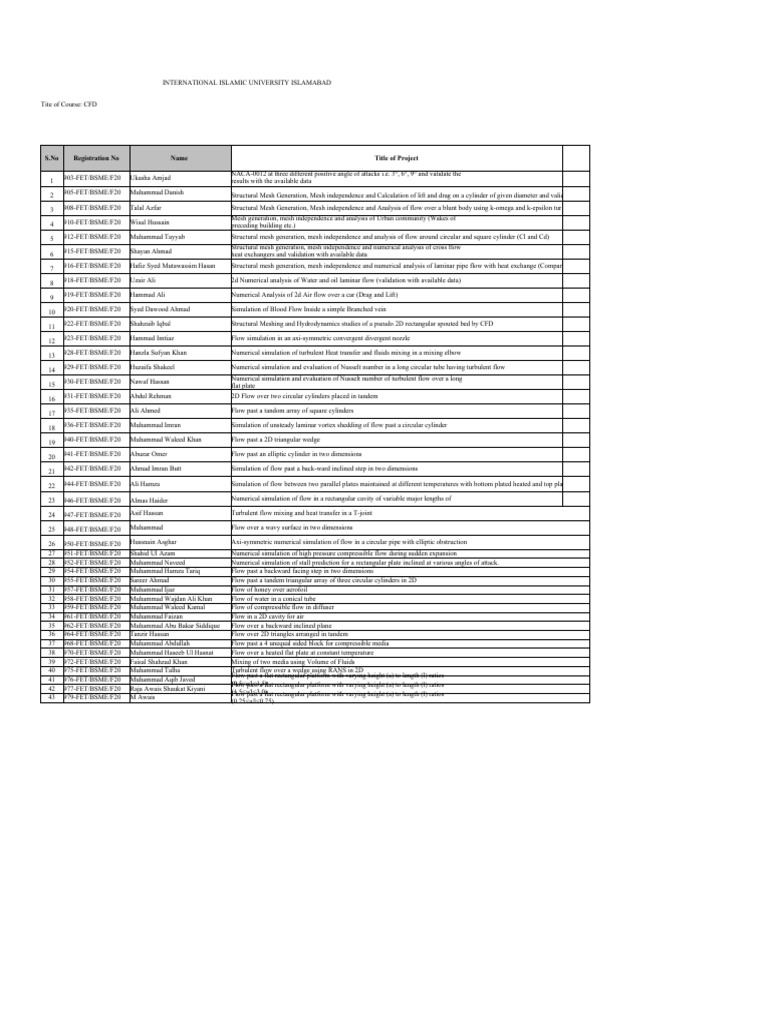 CFD Project List | PDF