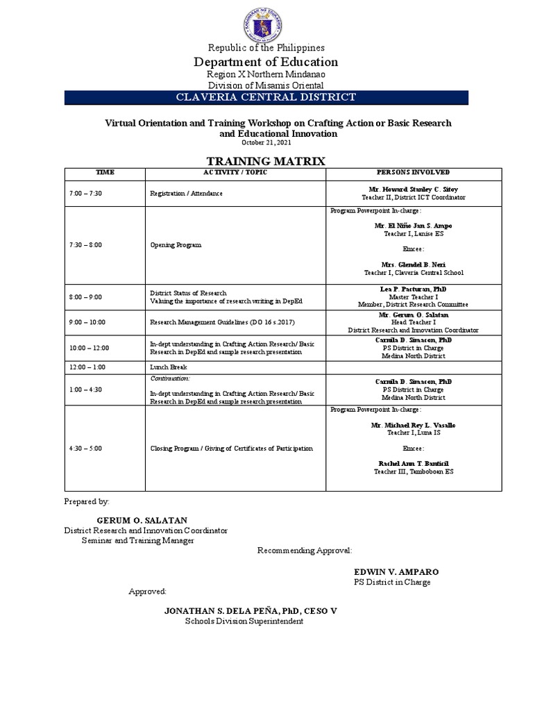 Training Matrix | PDF