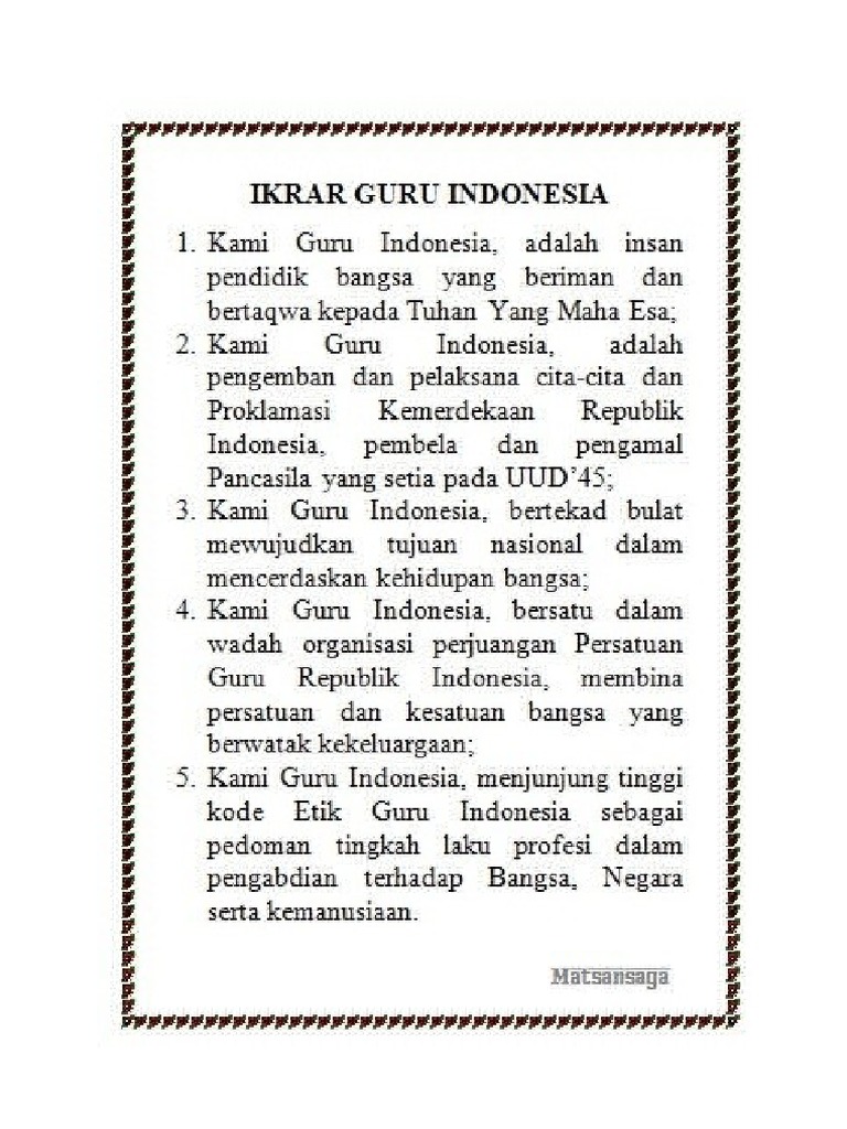Ikrar Guru Indonesia | PDF