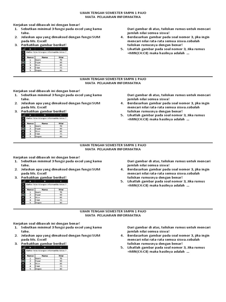 Soal Mid Informatika Kelas 7 | PDF