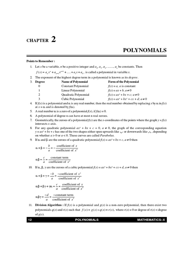 Polynomials PDF | PDF