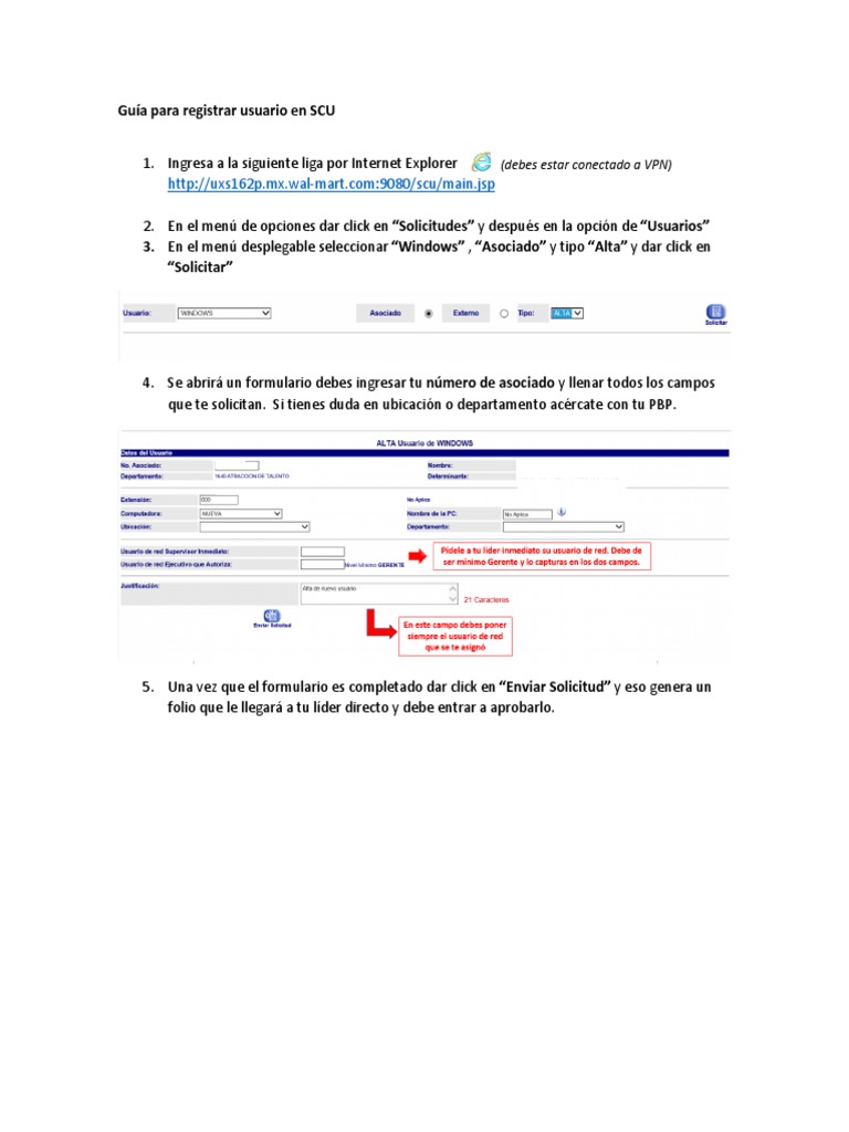 Guía para Registrar Usuario en SCU PDF | PDF