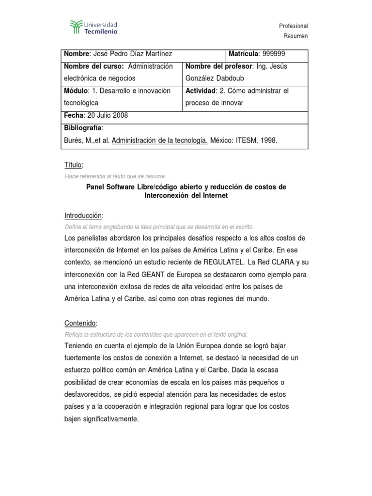 Ejemplo Resumen Profesional PDF | PDF