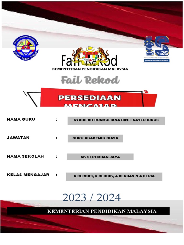 Cover Fail Lesson Plan Baru 2023merah-Pn Samarina SKSJ 2023 | PDF