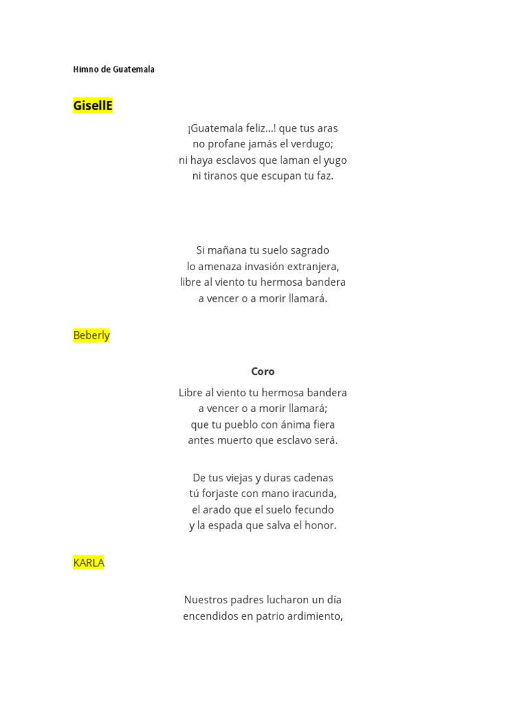 Himno De Guatemala Pdf 