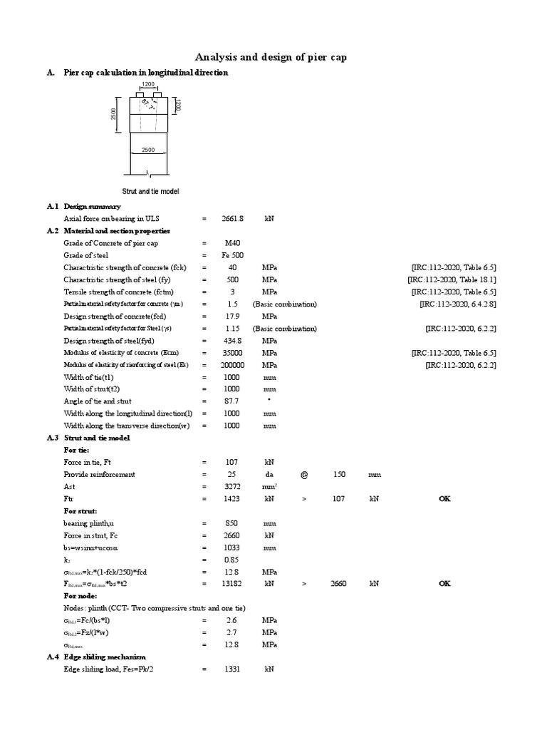 Analysis and design of pier cap.xlsx | PDF