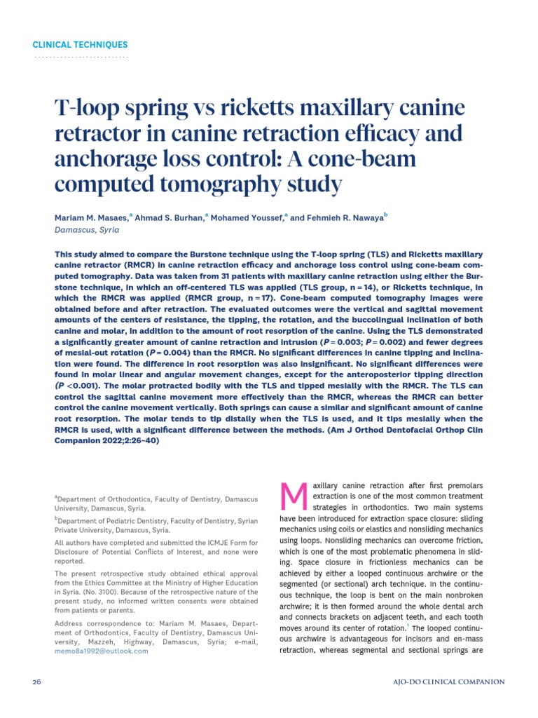 T-Loop vs Ricketts Canine Retraction | PDF